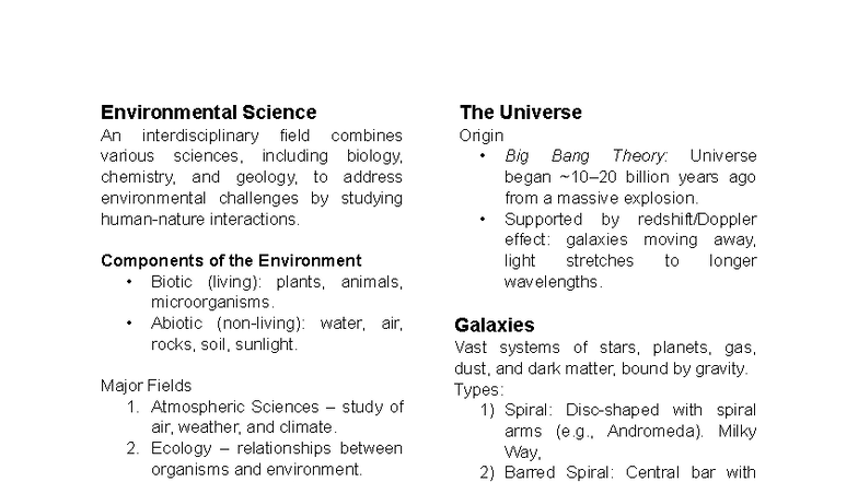 Environmental Science: Interdisciplinary Insights and Cosmic ...