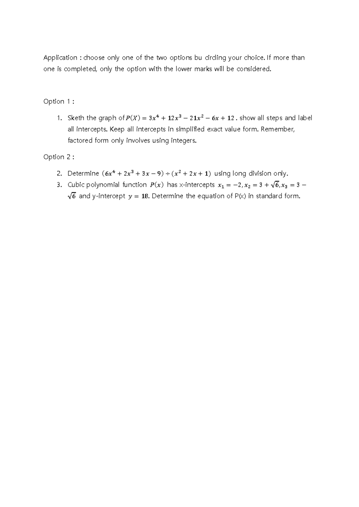 MHF4U Unit 2 Test: Polynomial Functions and Graphing - Studocu