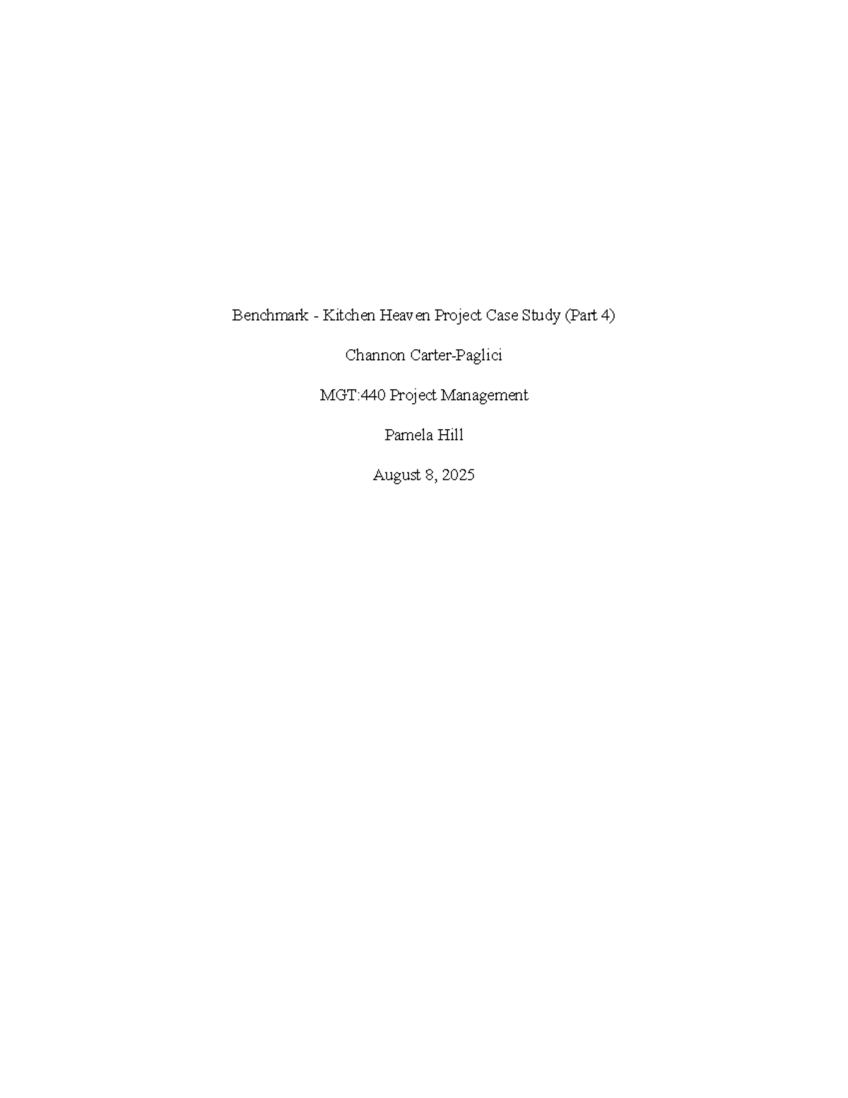 MGT:440 Kitchen Heaven Project Case Study Analysis (Part 4) - Studocu
