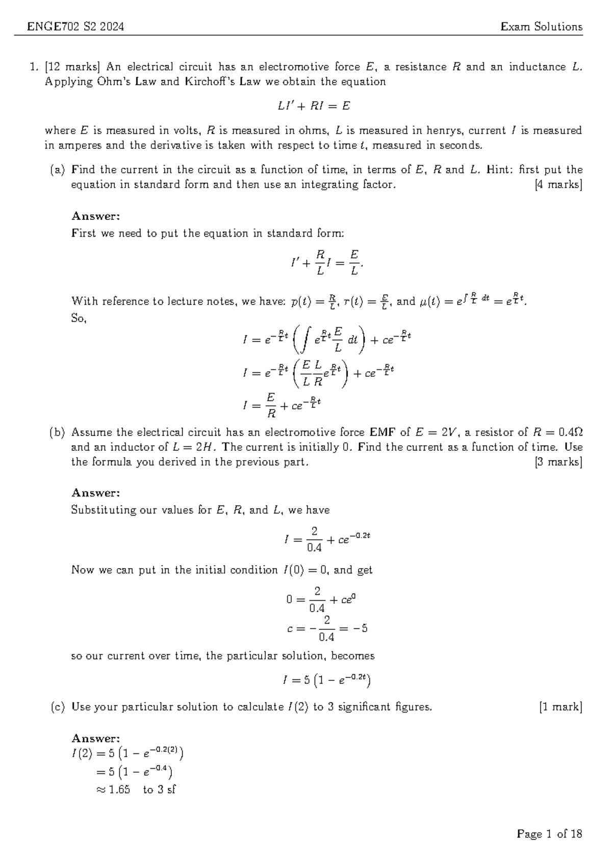 Final Exam Solutions for ENGE702 S2 2024 - Studocu