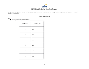 PSY 375 Module One Lab Worksheet - PSY 375 Module One Lab Worksheet ...