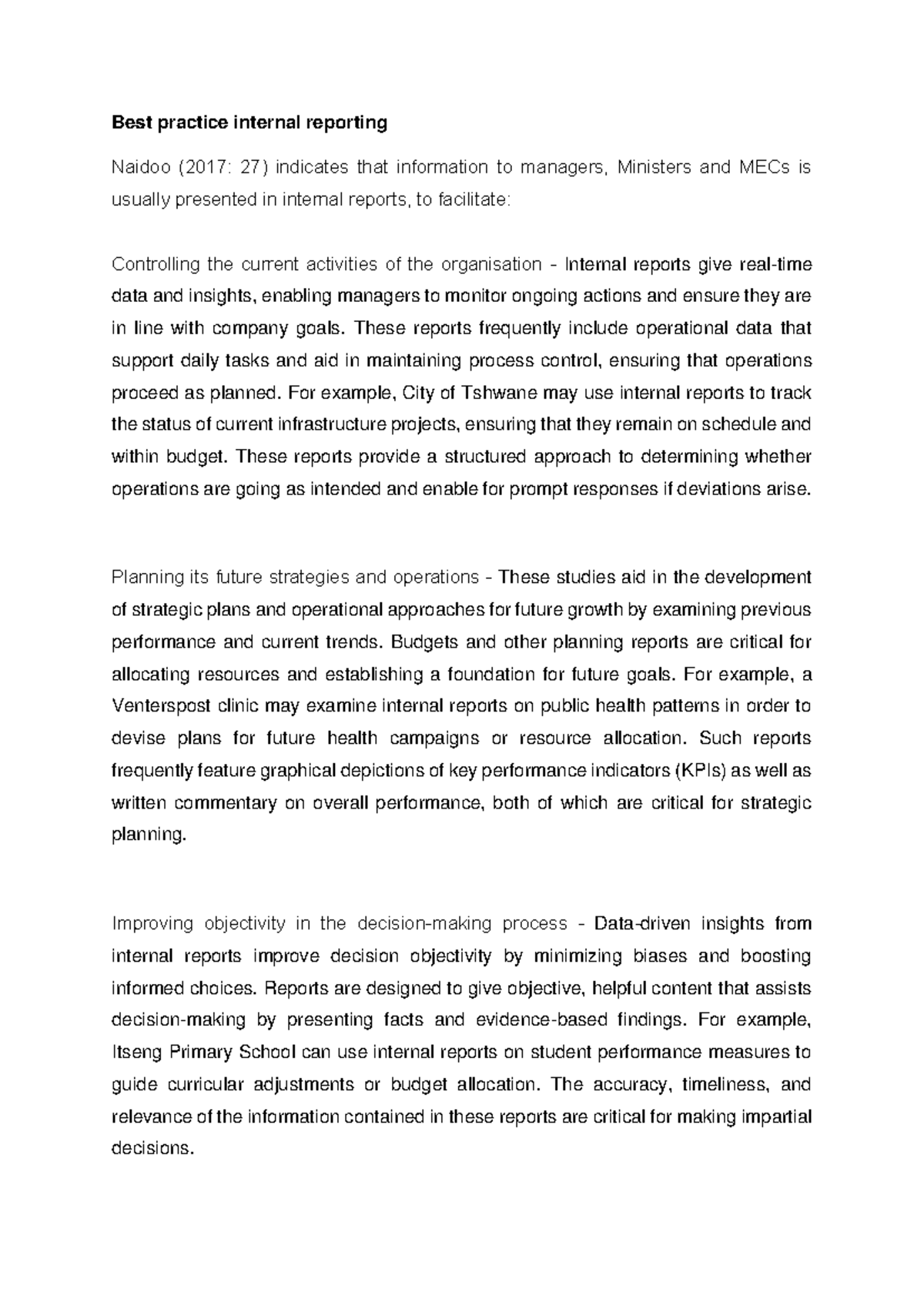 Best Practices in Internal Reporting: Insights and Strategies - Studocu