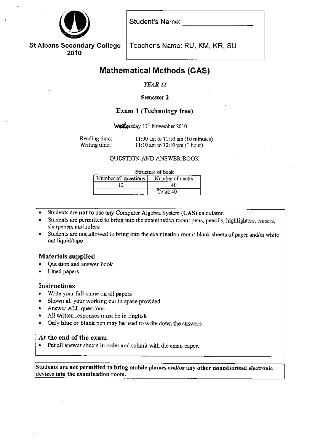 2021 Methods SAC 1 - Solutions - KOONUNG Secondary College VCE ...