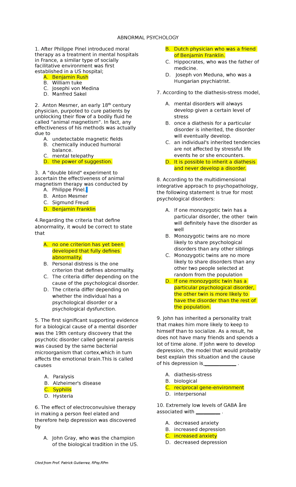 Chapter 5 Quiz: Anxiety, Trauma, OCD & Related Disorders - Studocu