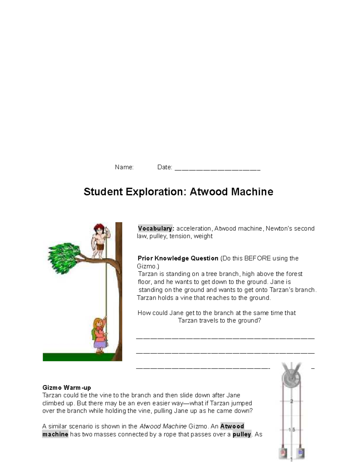 Atwood Machine Virtual Lab: Exploring Forces & Acceleration - Studocu