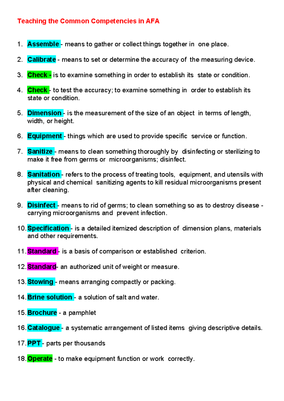 AFA Reviewer: Key Competencies in Food Processing and Equipment ...