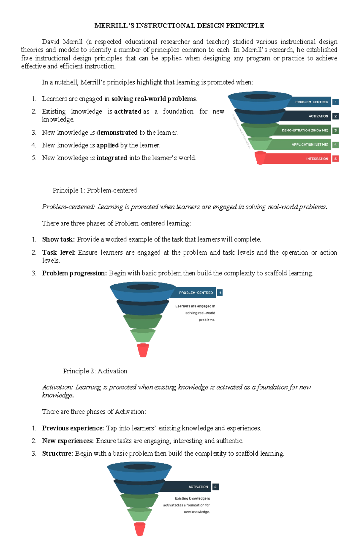 MERRILL's Instructional Design Principles: A Comprehensive Guide - Studocu
