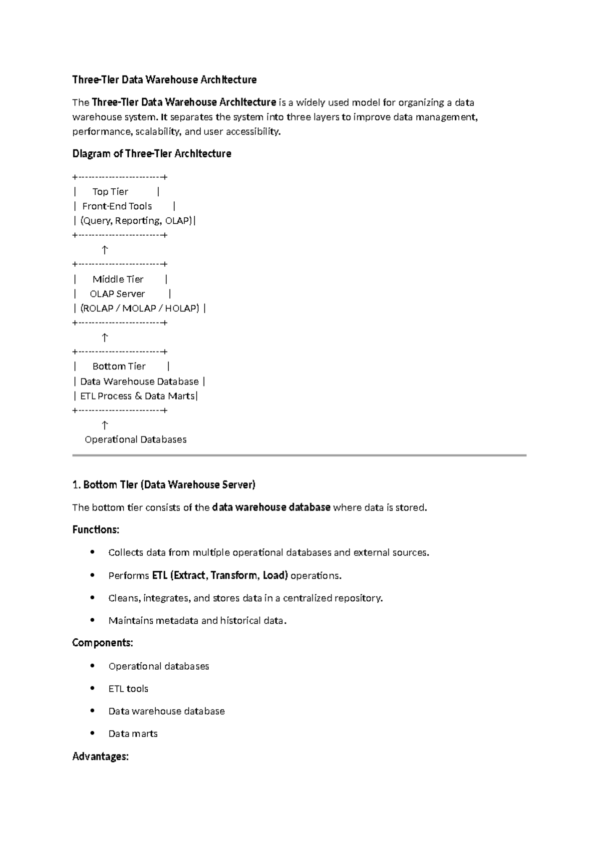 Data Warehouse Architecture Overview (CS101: Lecture Notes) - Studocu