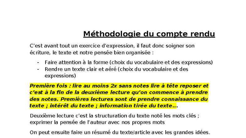 Méthodologie de Compte Rendu : Guide Pratique et Structuré - Studocu