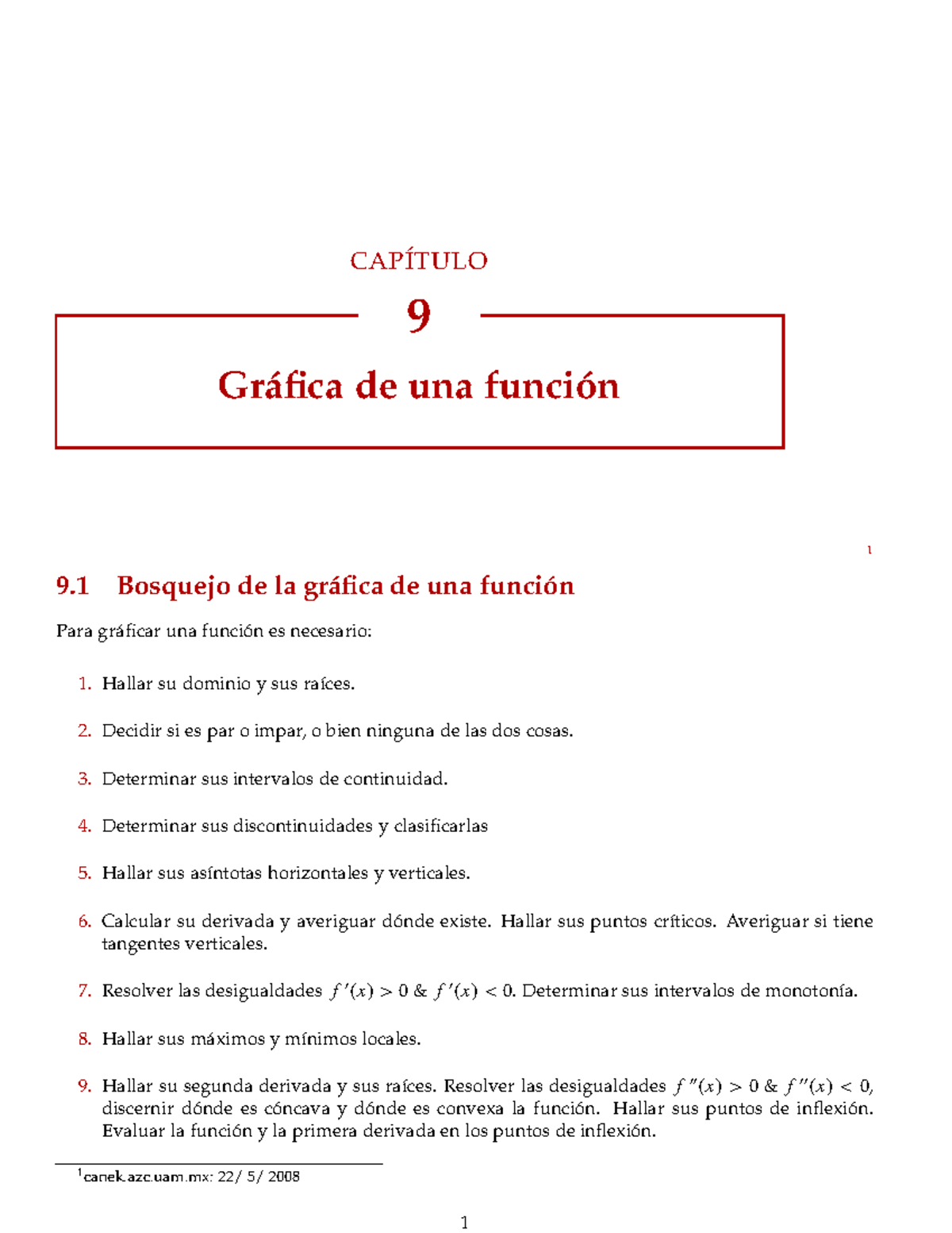 CAPÍTULO 9: Bosquejo de la Gráfica de Funciones en Cálculo I - Studocu