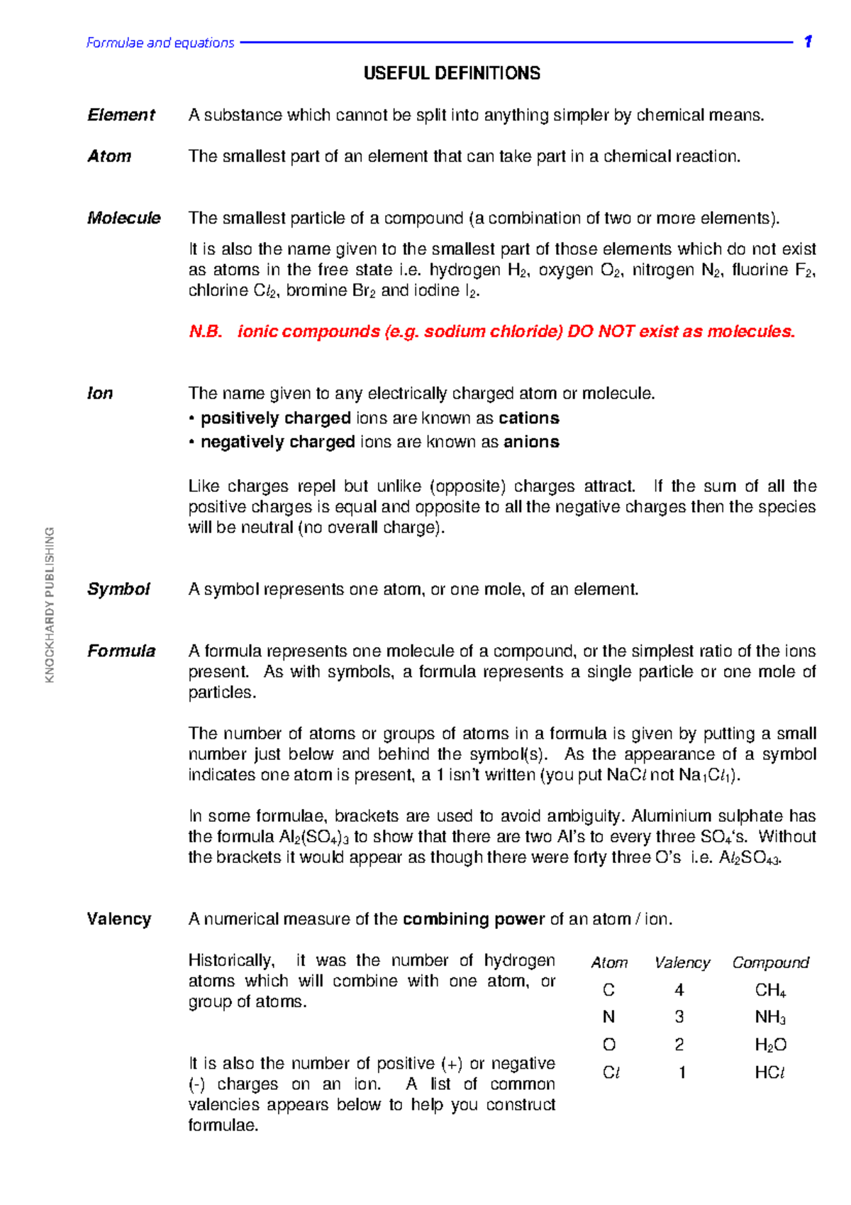 Formulae and Equations: Key Definitions and Balancing Techniques - Studocu
