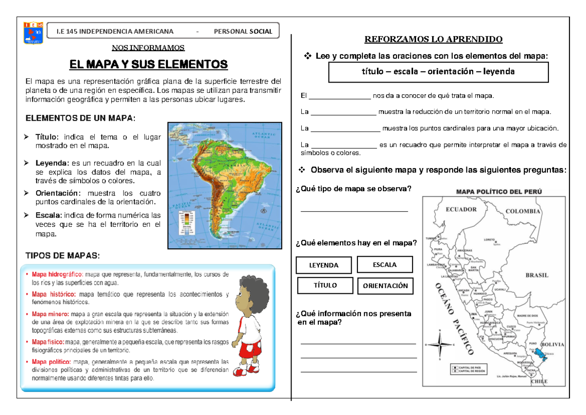 Hojas De Trabajo De Elementos Del Mapa Hojas De Trabajo De La Tabla