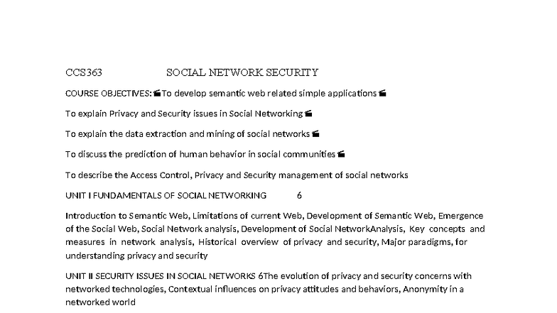 CCS363 SOCIAL NETWORK SECURITY: Privacy, Data Mining & Access Control ...