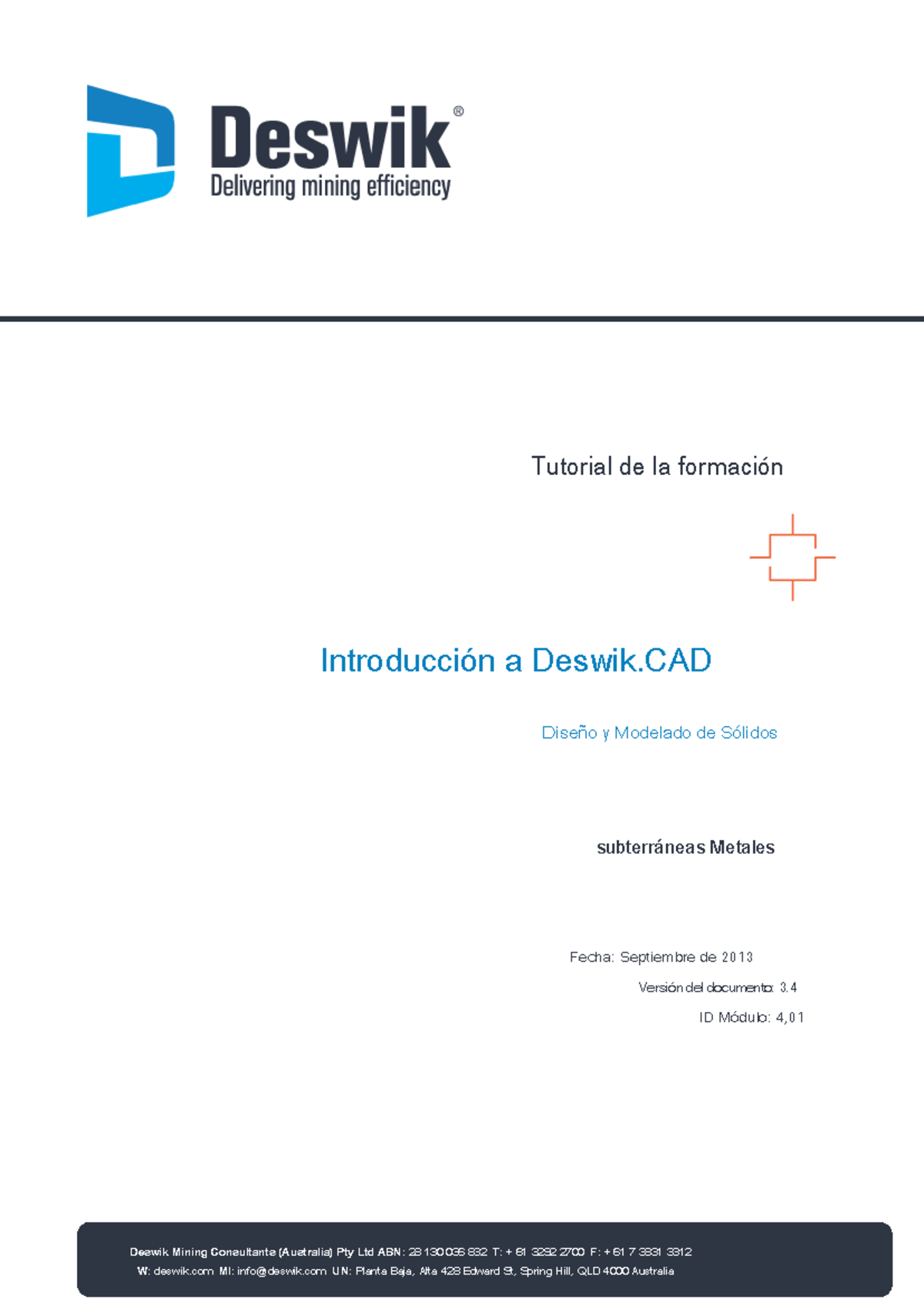 Manual de Introducción a Deswik.CAD: Tutorial y Ejercicios 4.01 - Studocu