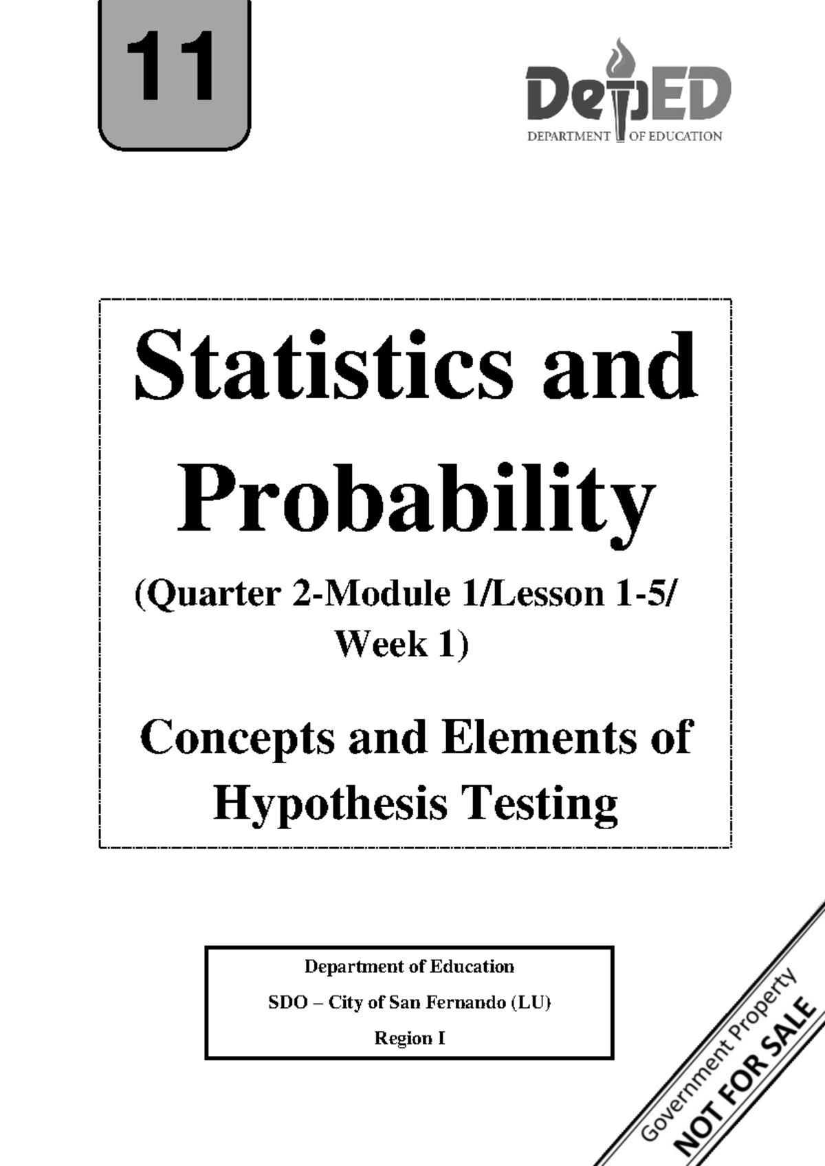 Stat Prob Quarter 4 Module 1 Week1ch - 11 Department of Education SDO ...