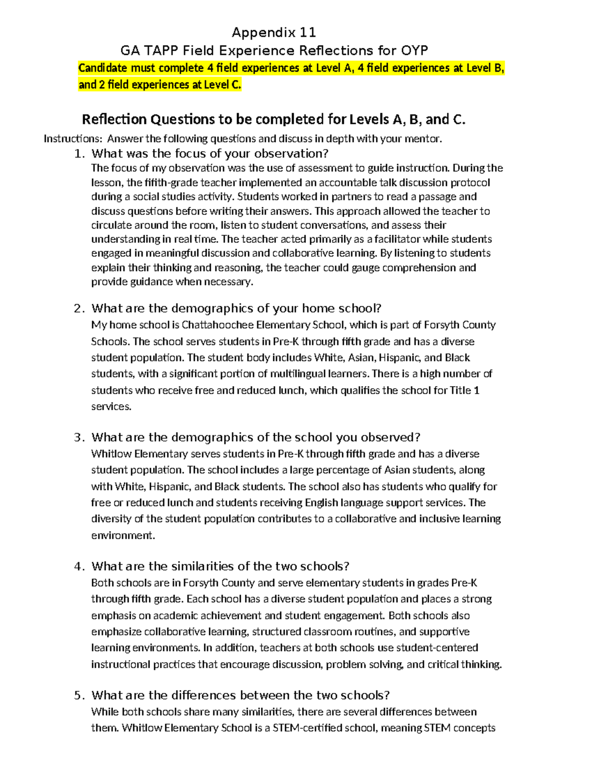 Field Experience C - 5th Grade Social Studies Reflections for OYP - Studocu