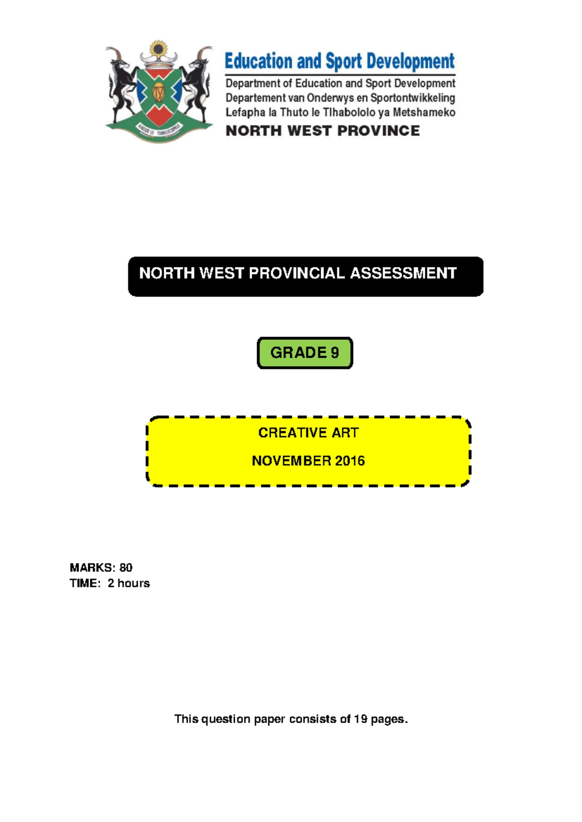 Grade 7 Creative Arts Exam - Visual Art & Music - June 2022 - Studocu