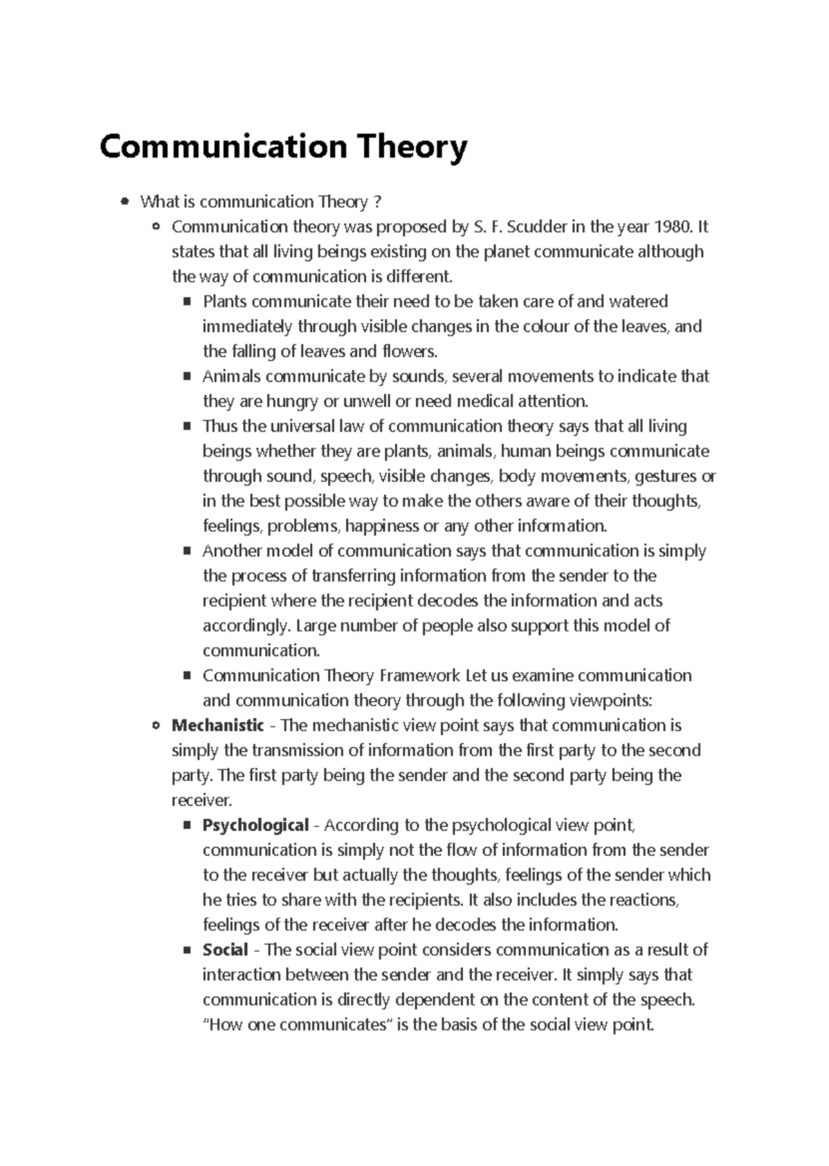 Communication Theory and the Mechanistic view - Communication Theory ...