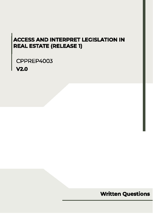 REAA - Cpprep 4125 - Written Questions v1 - Written Questions Page | 1 of 12 © Real Estate ...