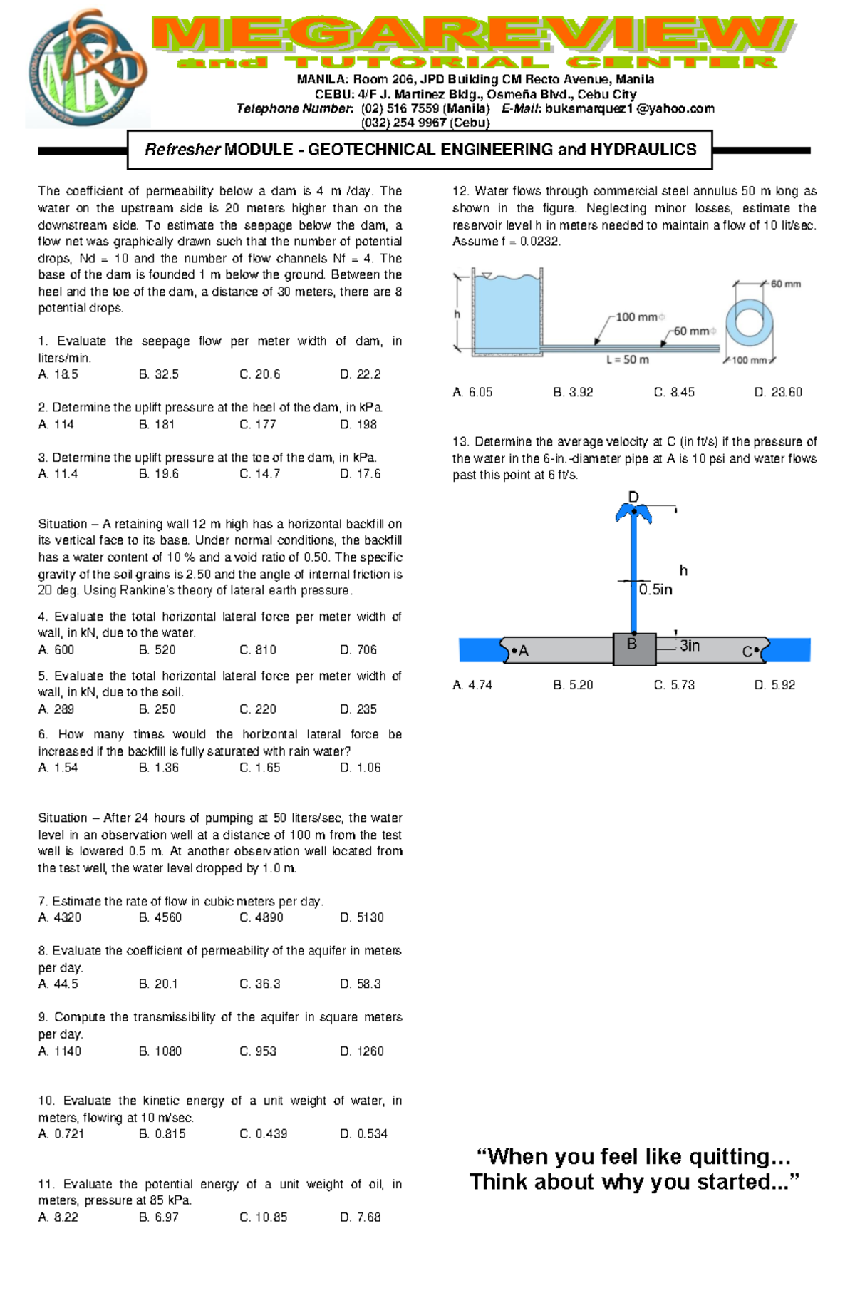 Refresher Module 35 - GH3: Seepage & Lateral Forces in Geotech Engineering - Studocu