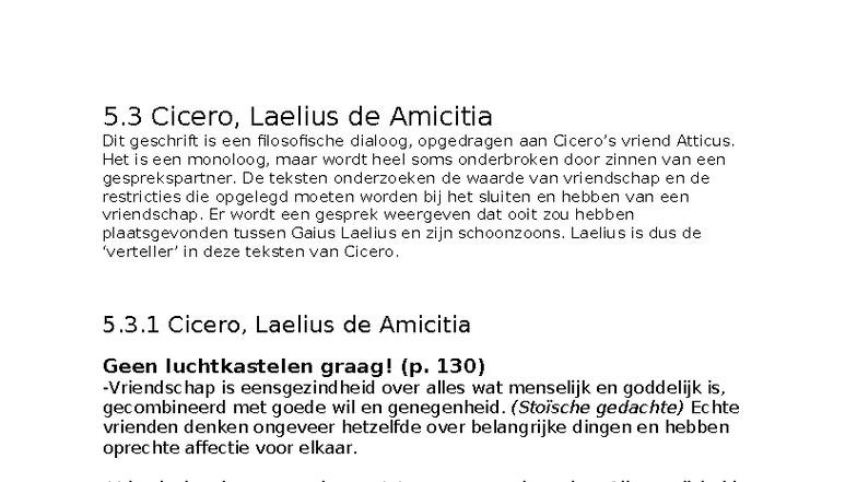 Cicero's Laelius de Amicitia: Vriendschap en Filosofie (5.3) - Studeersnel