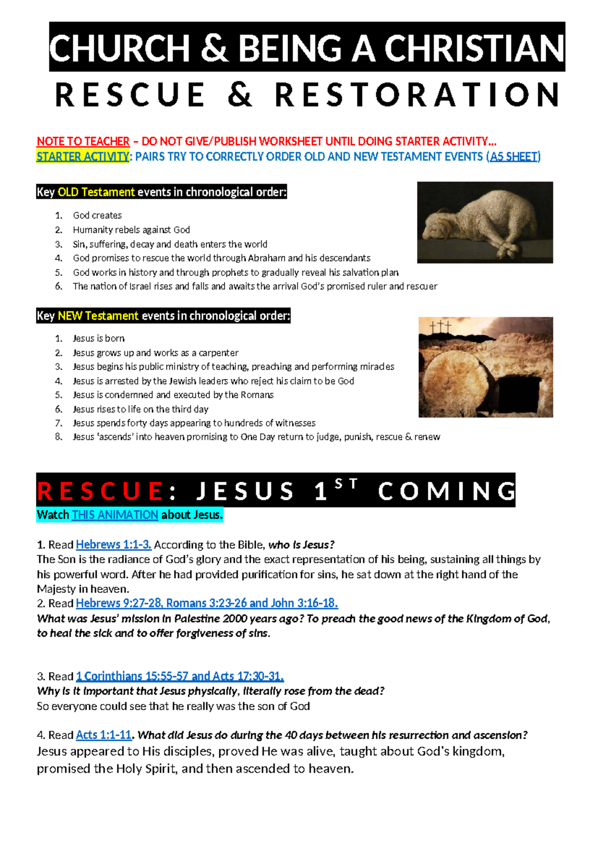 CHURCH: CHRISTIAN RESCUE & RESTORATION NOTES (A5 SHEET) - Studocu