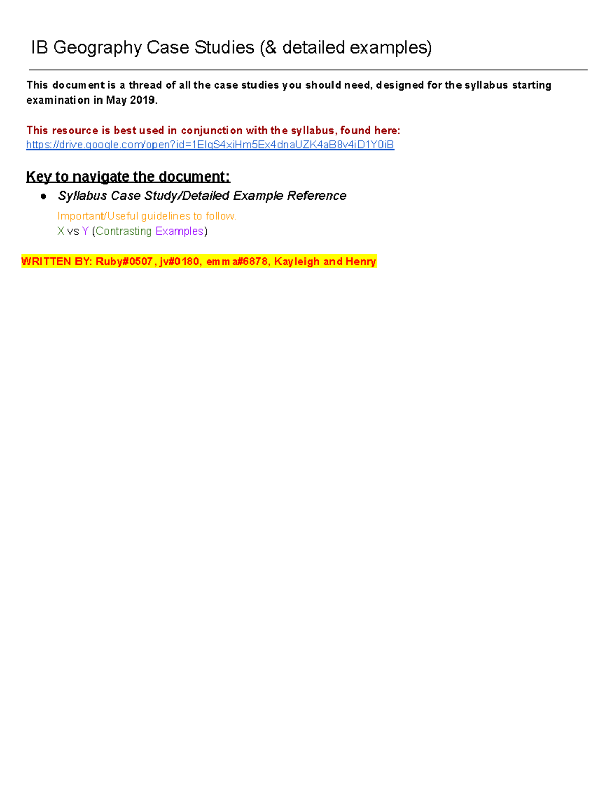 IB Geography Case Studies: Comprehensive Examples for May 2019 Exam ...