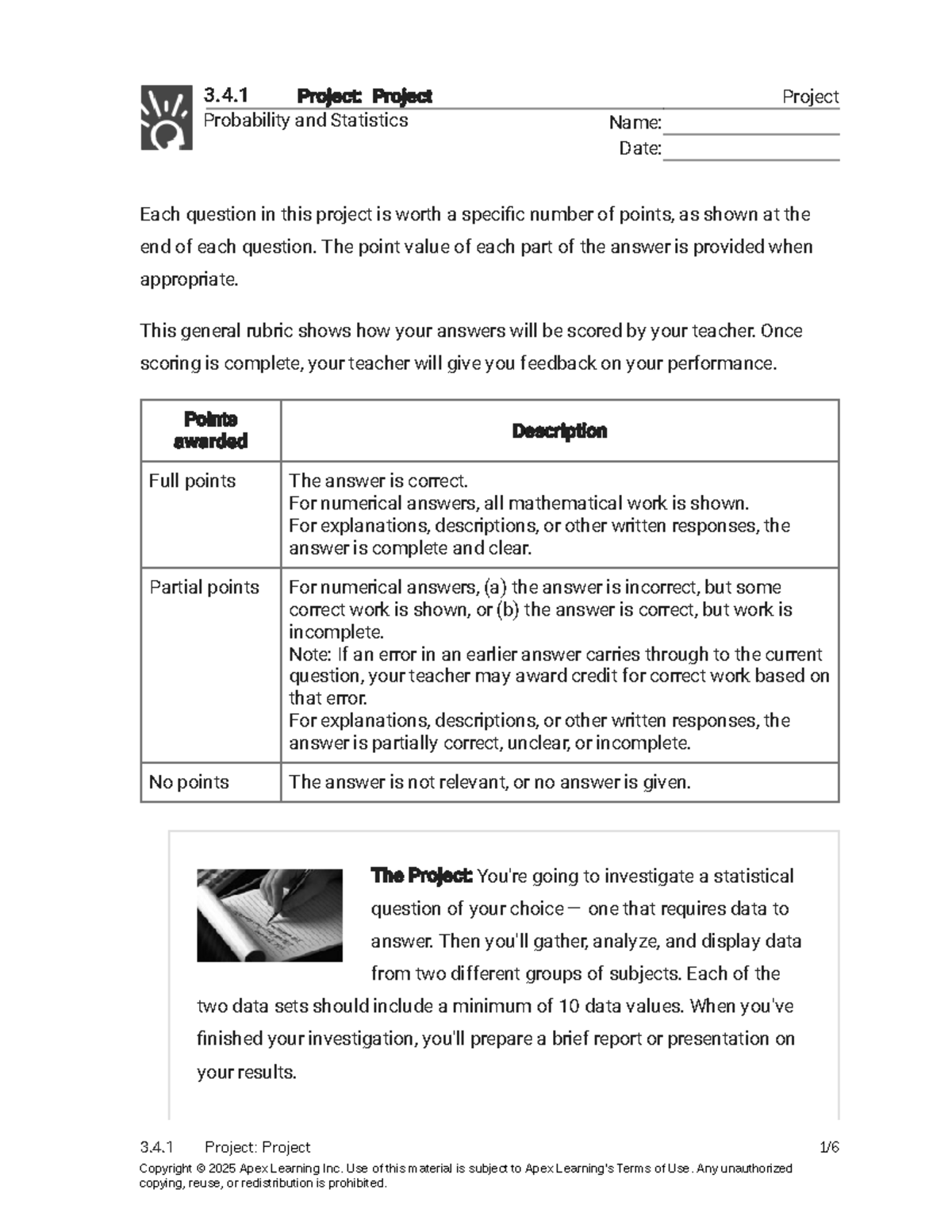 3.4.1 Project: Analyzing Data in Probability and Statistics - Studocu