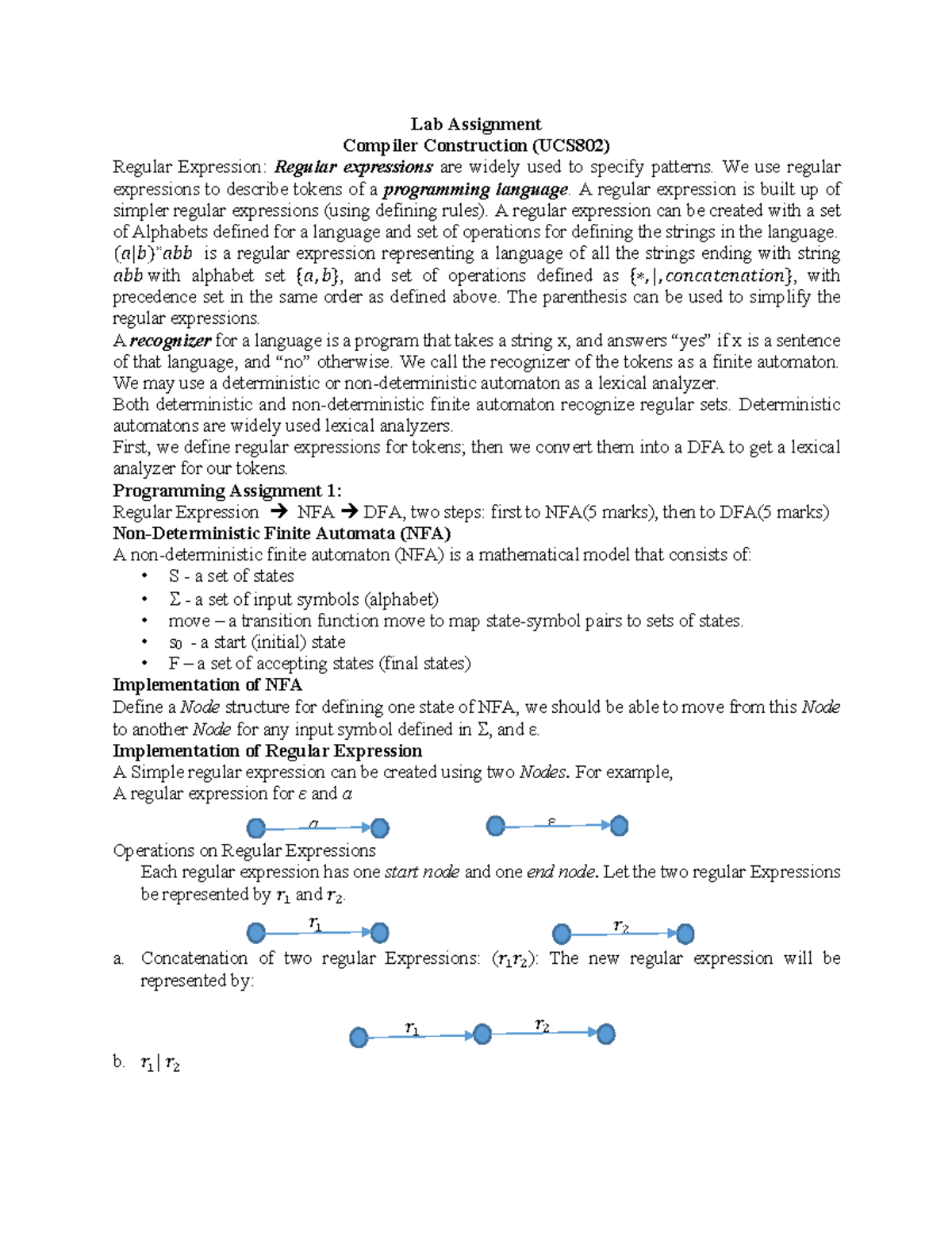 Lab Assignment-I - Lab assignment for Compiler Construction (UCS802) course. - Lab Assignment ...