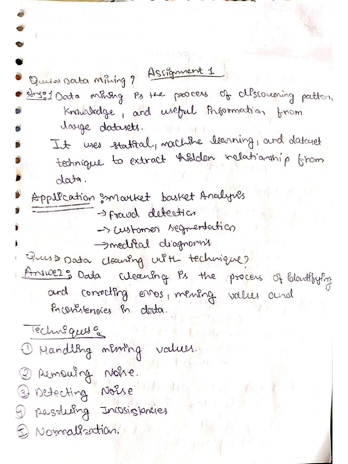 Dw Dm Assignment 1 Data Mining Techniques And Applications Studocu