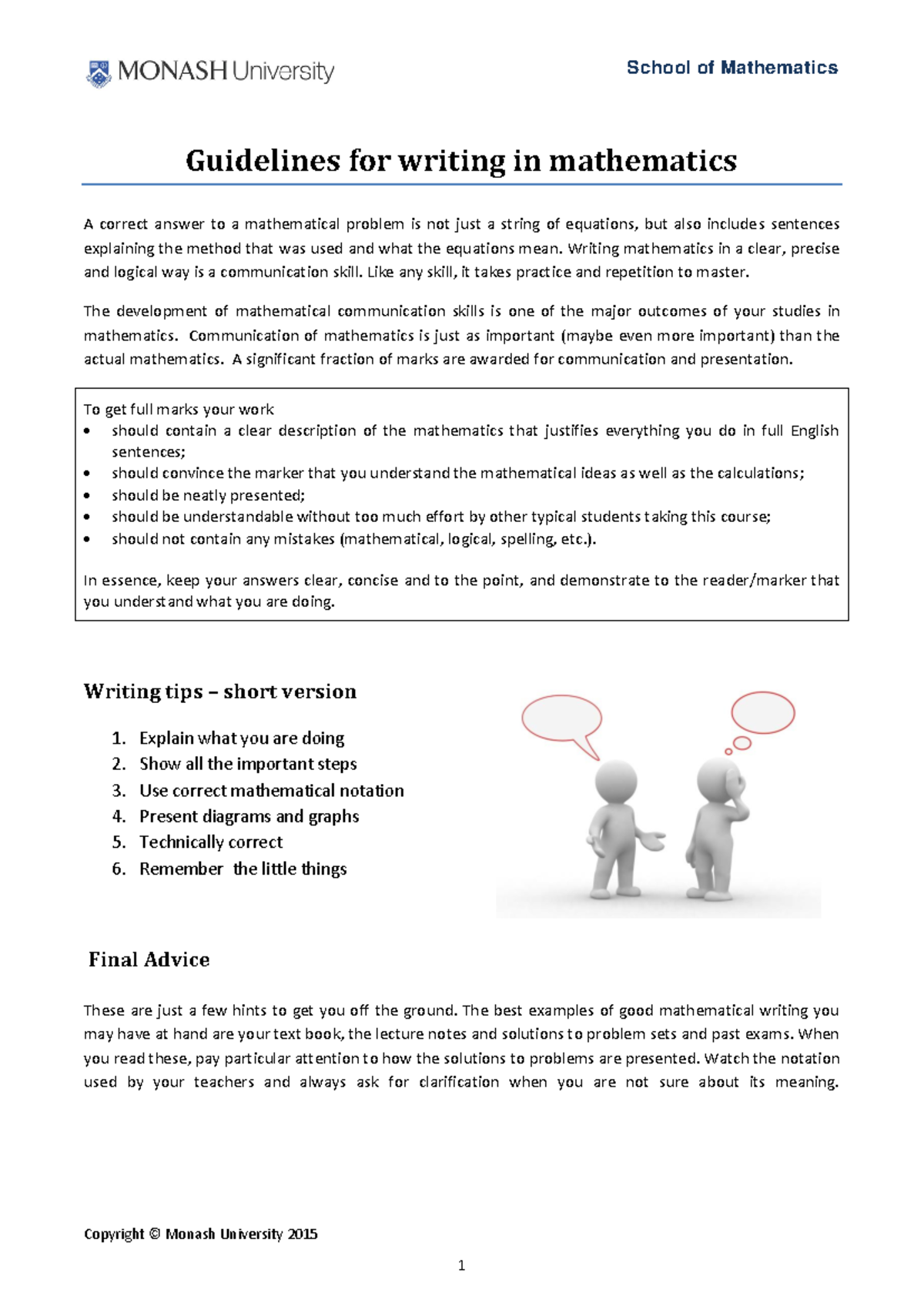 Mathematics Writing Guidelines - School of Math 2015 - Studocu