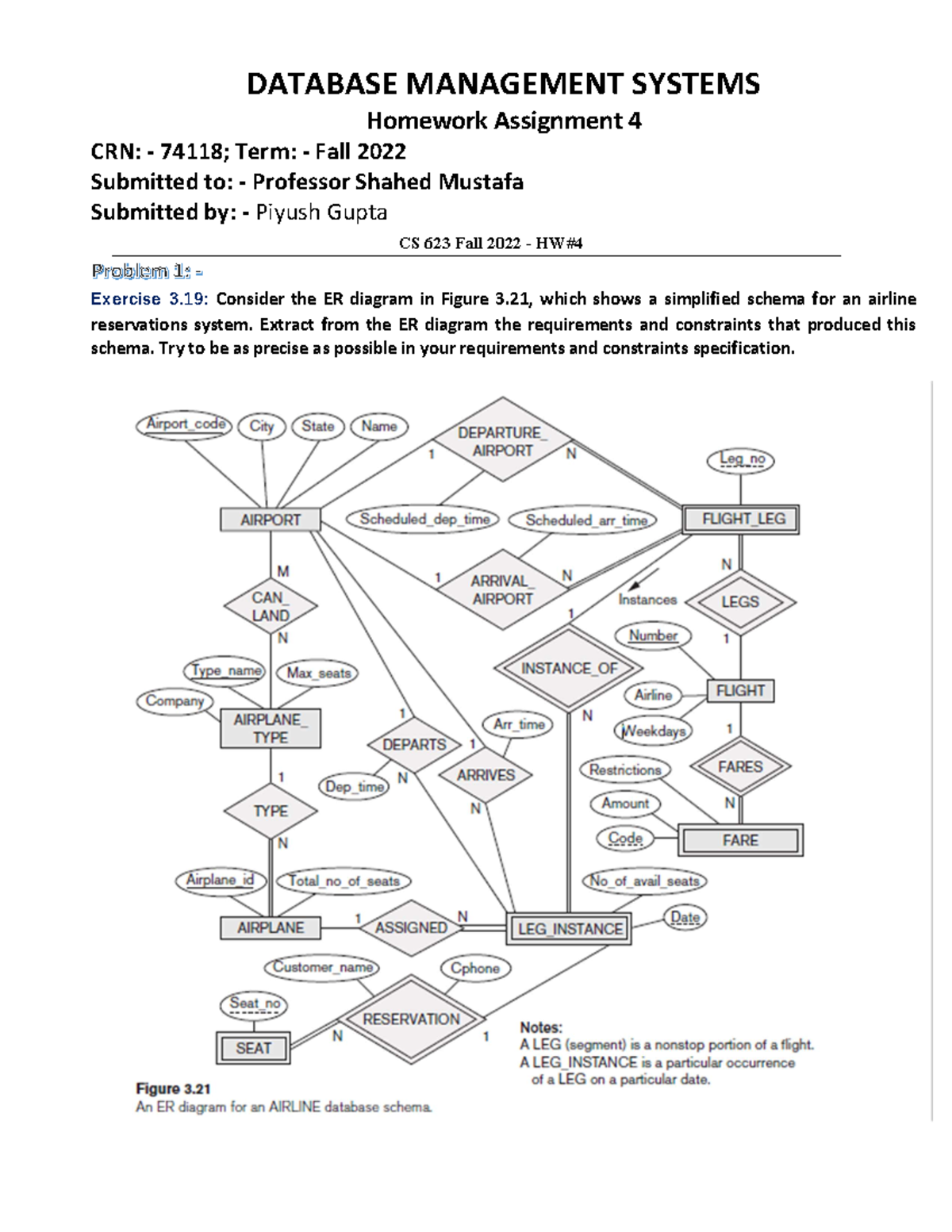 CS 623 Fall 2022 - DBMS Homework Assignment 4 Overview and EER Schema - Studocu