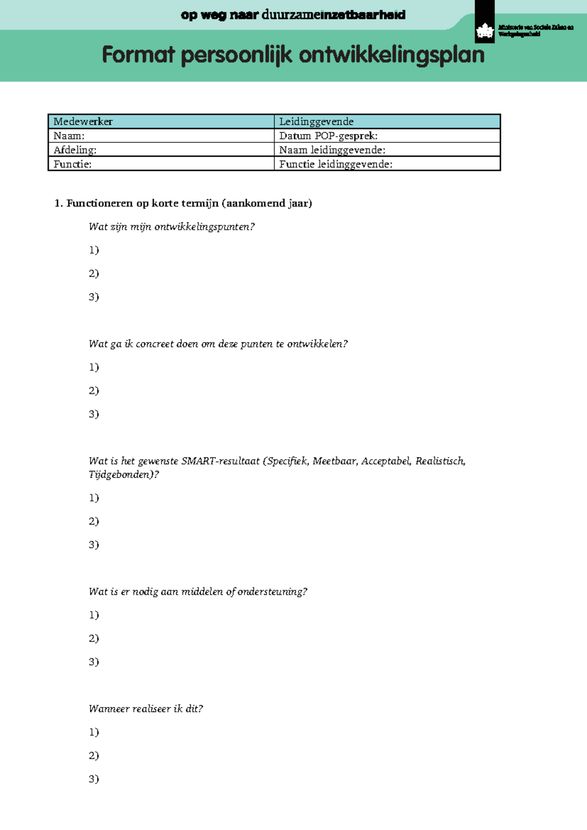 Persoonlijk Ontwikkelplan Format: Richtlijnen voor Groei en ...