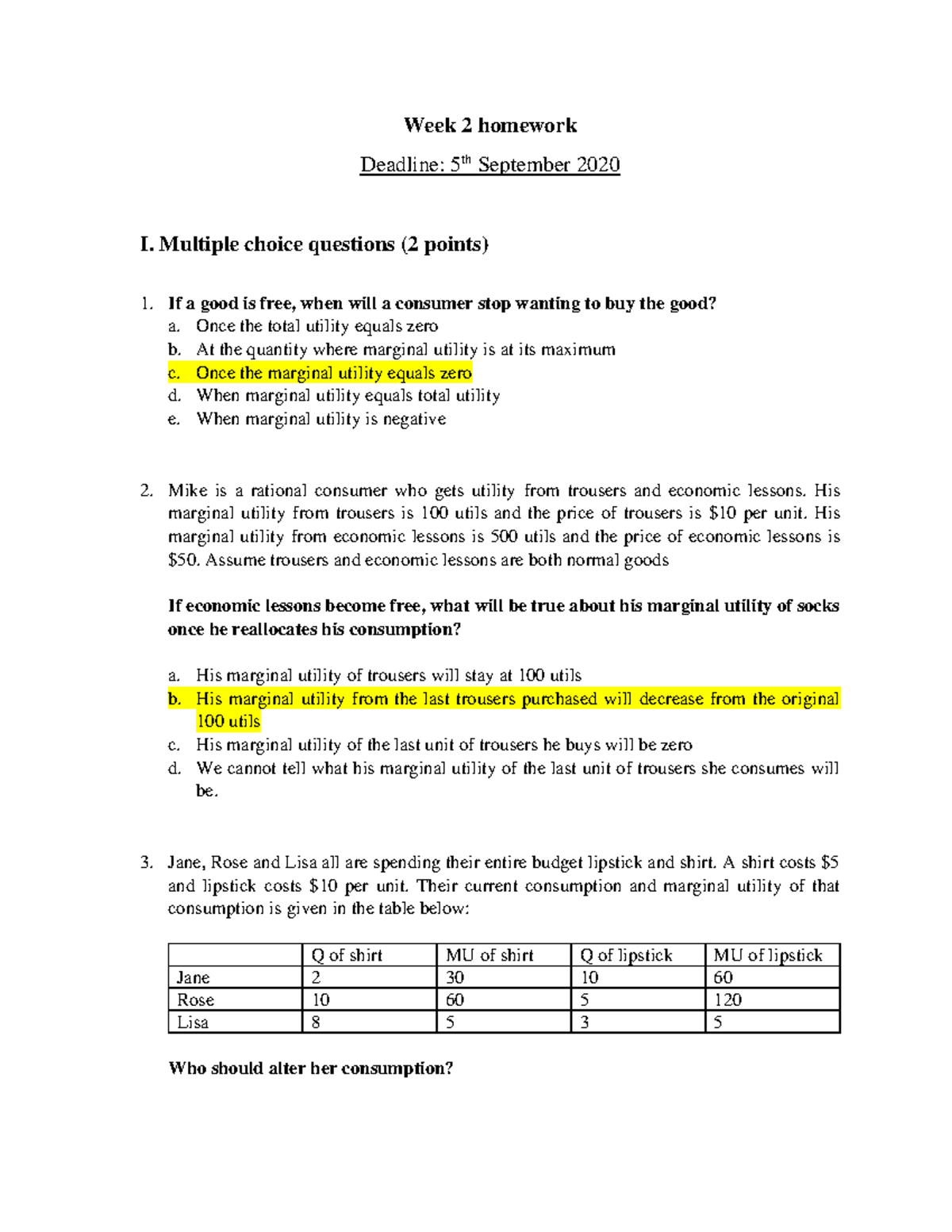 E2 Week 2 - Homework solution - Week 2 homework Deadline: 5th September ...