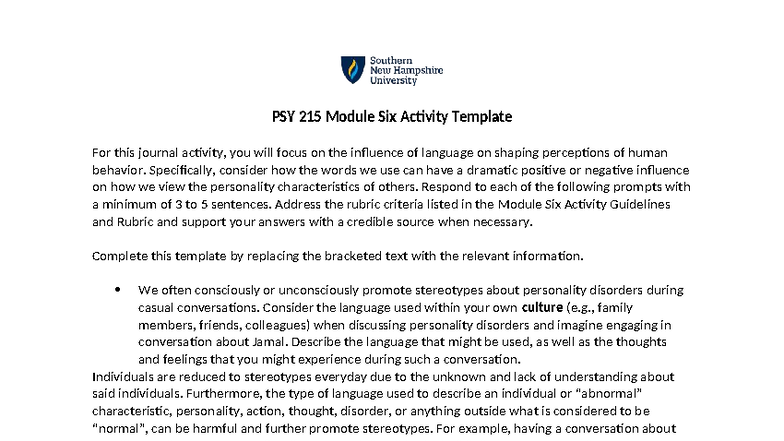 PSY 215 Module 6 Journal: Language's Impact on Perceptions of Behavior ...