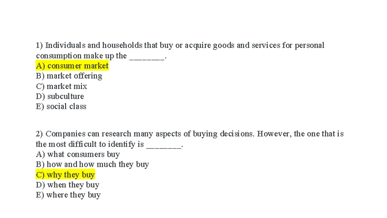 Consumer Behavior Insights: Exam Questions & Answers (MKT 101) - Studocu