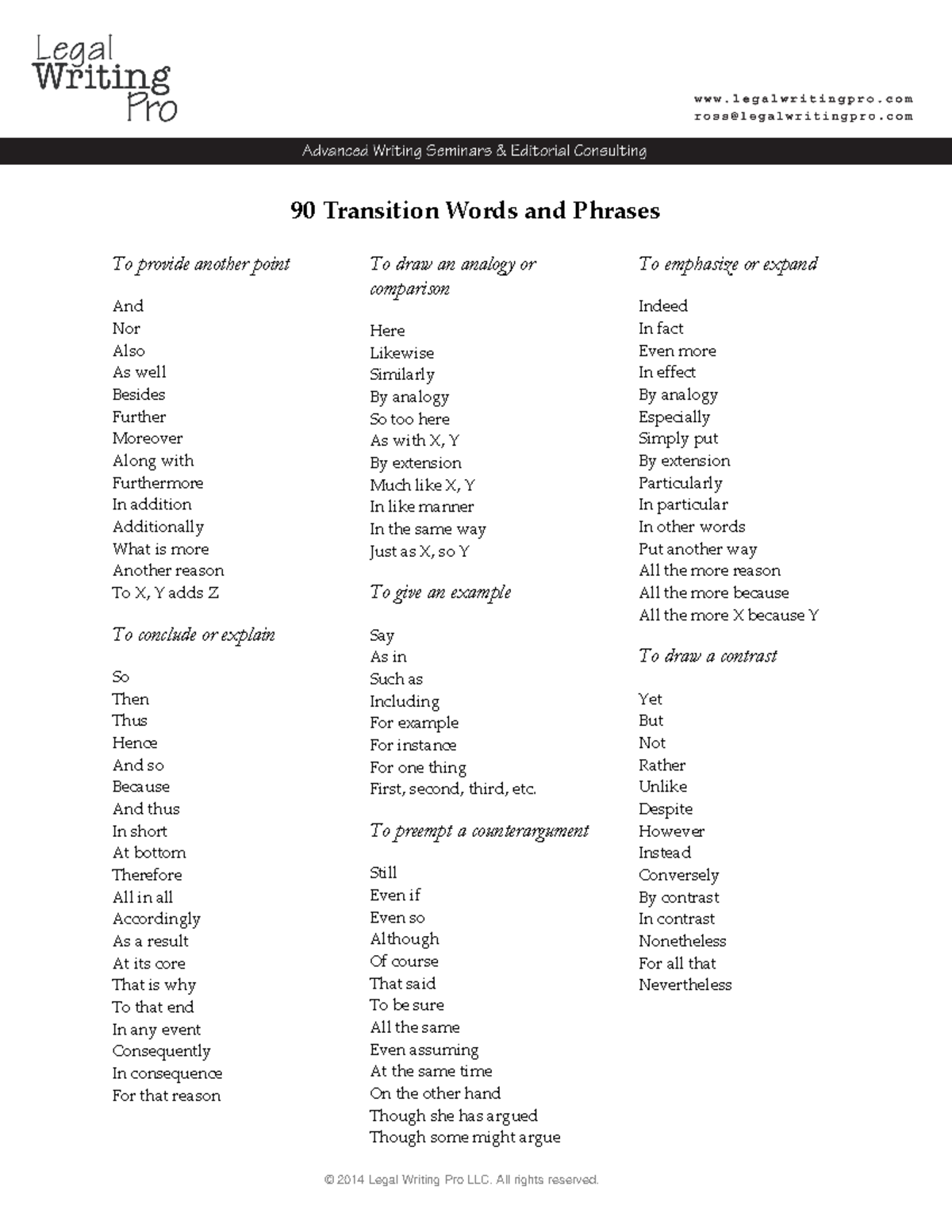 Legal Writing Transition Words: Essential for Effective Legal Drafting ...