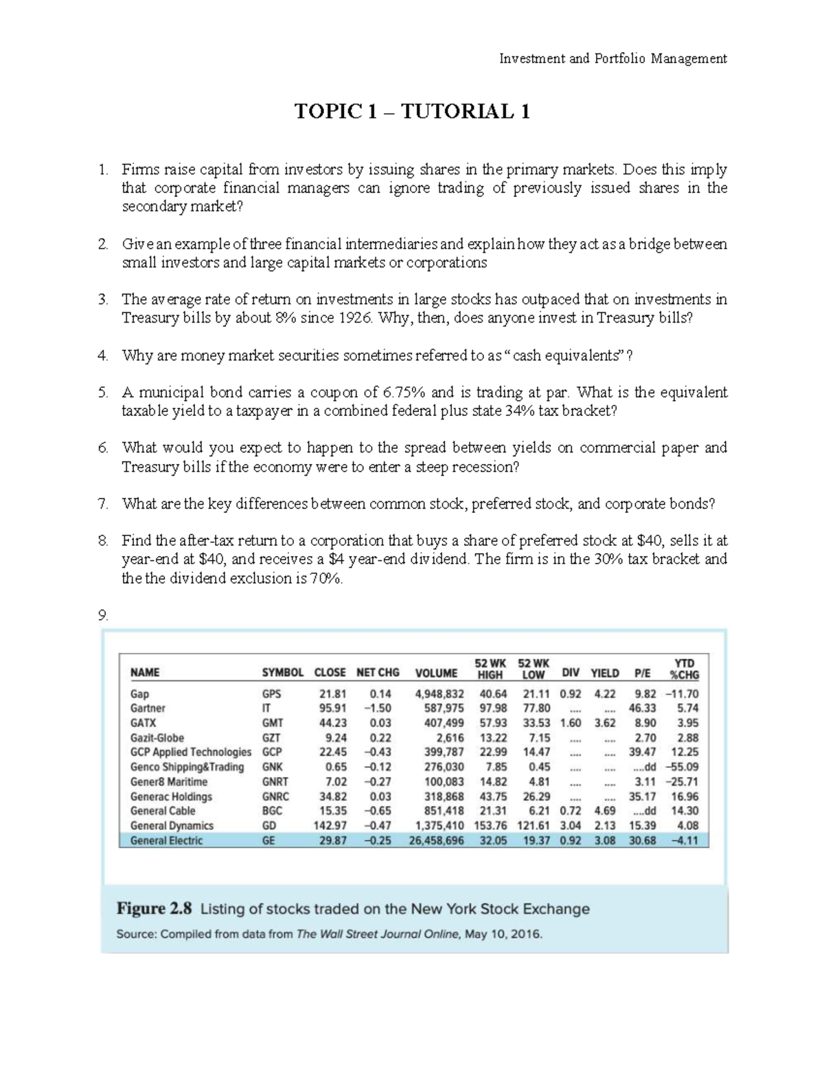 Investment and Portfolio Management (IPM) Tutorial 1: Key Concepts ...