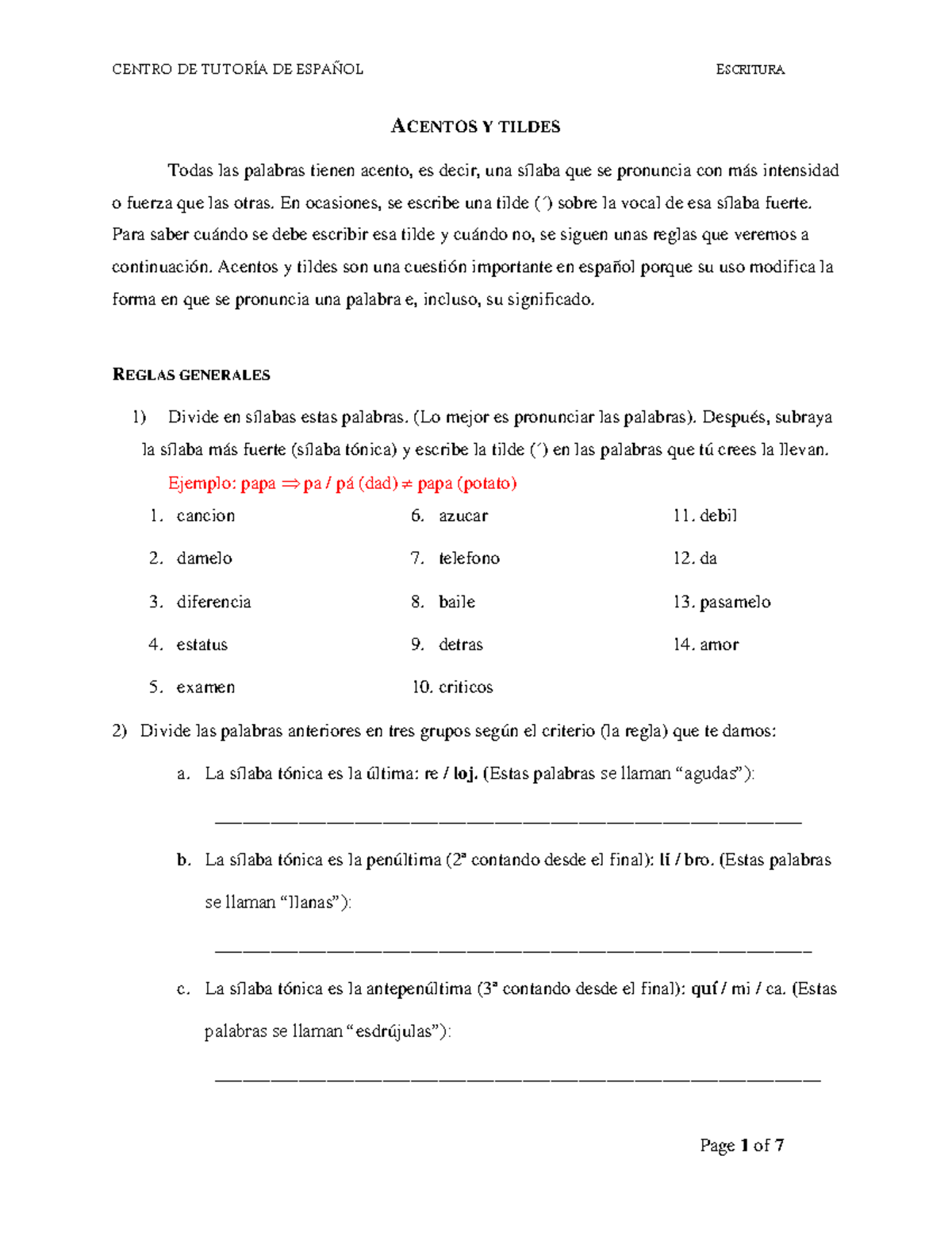 Acentos y tildes en espanol Spanish Accent Marks - ACENTOS Y TILDES ...