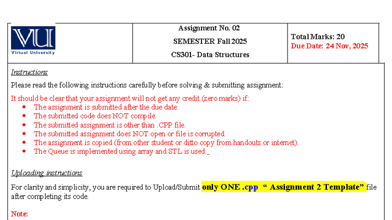 CS301 Assignment 02: Queue System for Visitor Management - Studocu