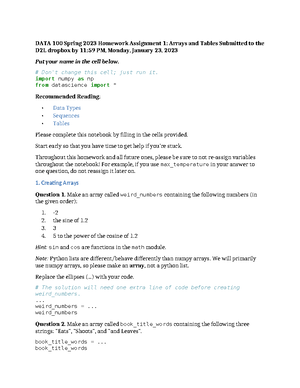 Data 100 Homework Assignment 3 - DATA 100DATA 100 Spring 2023Spring ...