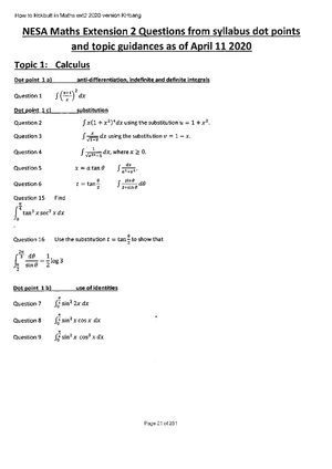 Mathematics Advanced, Extension 1 and Extension 2 Reference Sheet - – 1 ...