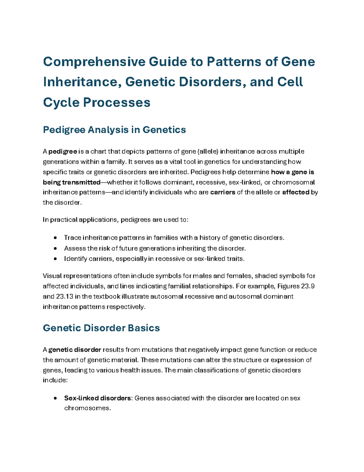 Genetics Lecture 2: Patterns of Inheritance & Genetic Disorders - Studocu