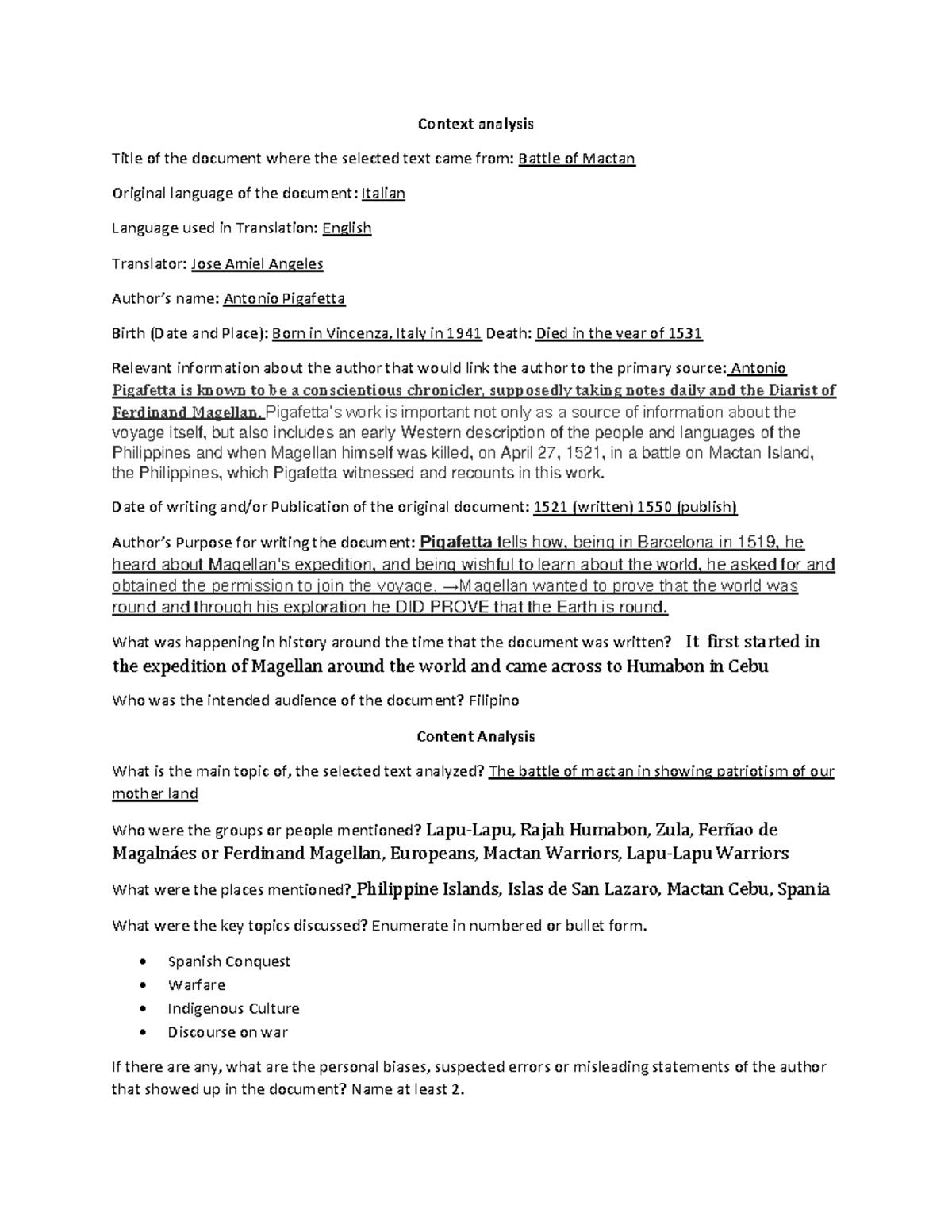 Context Analysis of the Battle of Mactan: Historical Significance and ...