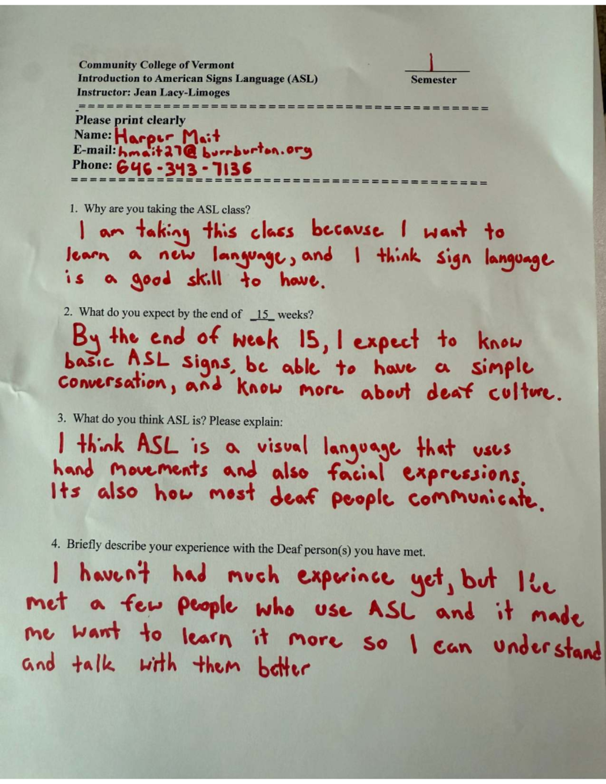 ASL 101: Intro to American Sign Language - Student Reflections - Studocu