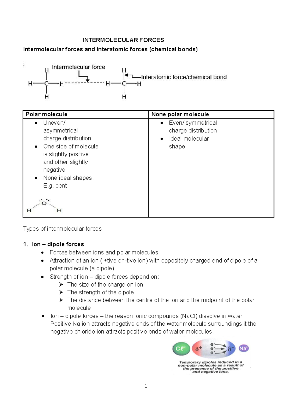 Grade 11 Intermolecular Forces: Key Concepts and Effects - Studocu