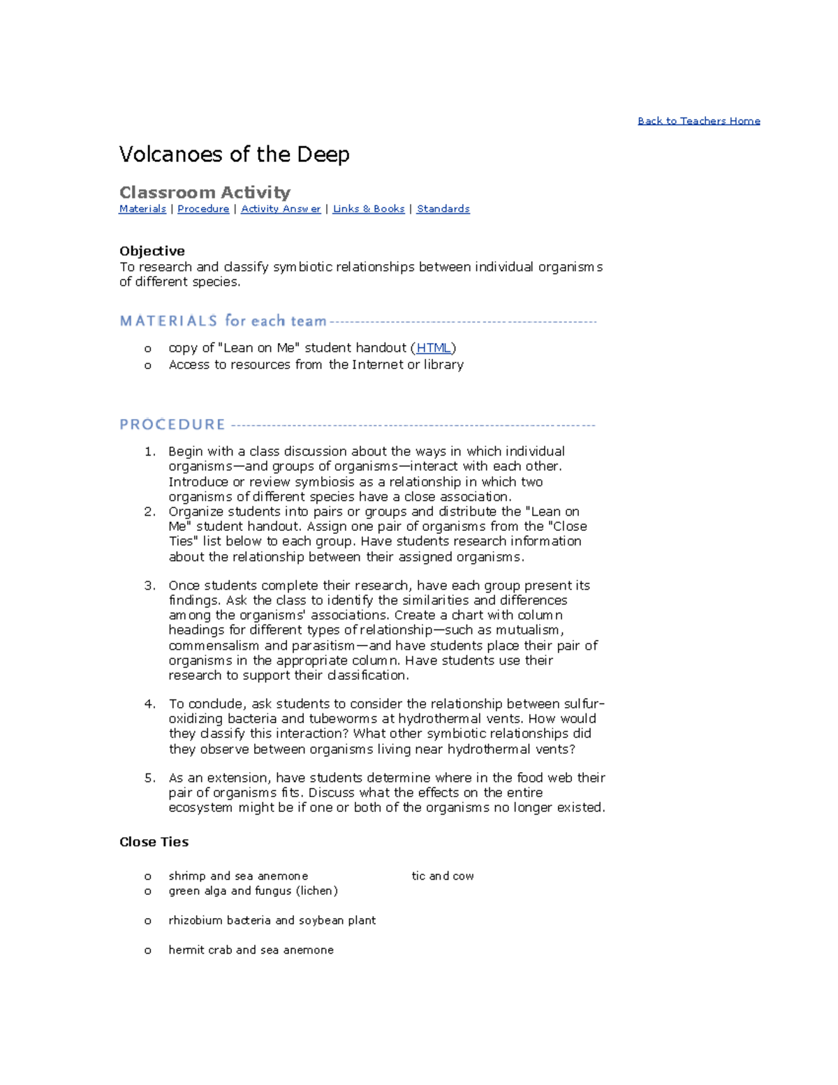 Ch2: Classroom Activity on Symbiotic Relationships in Ecosystems - Studocu
