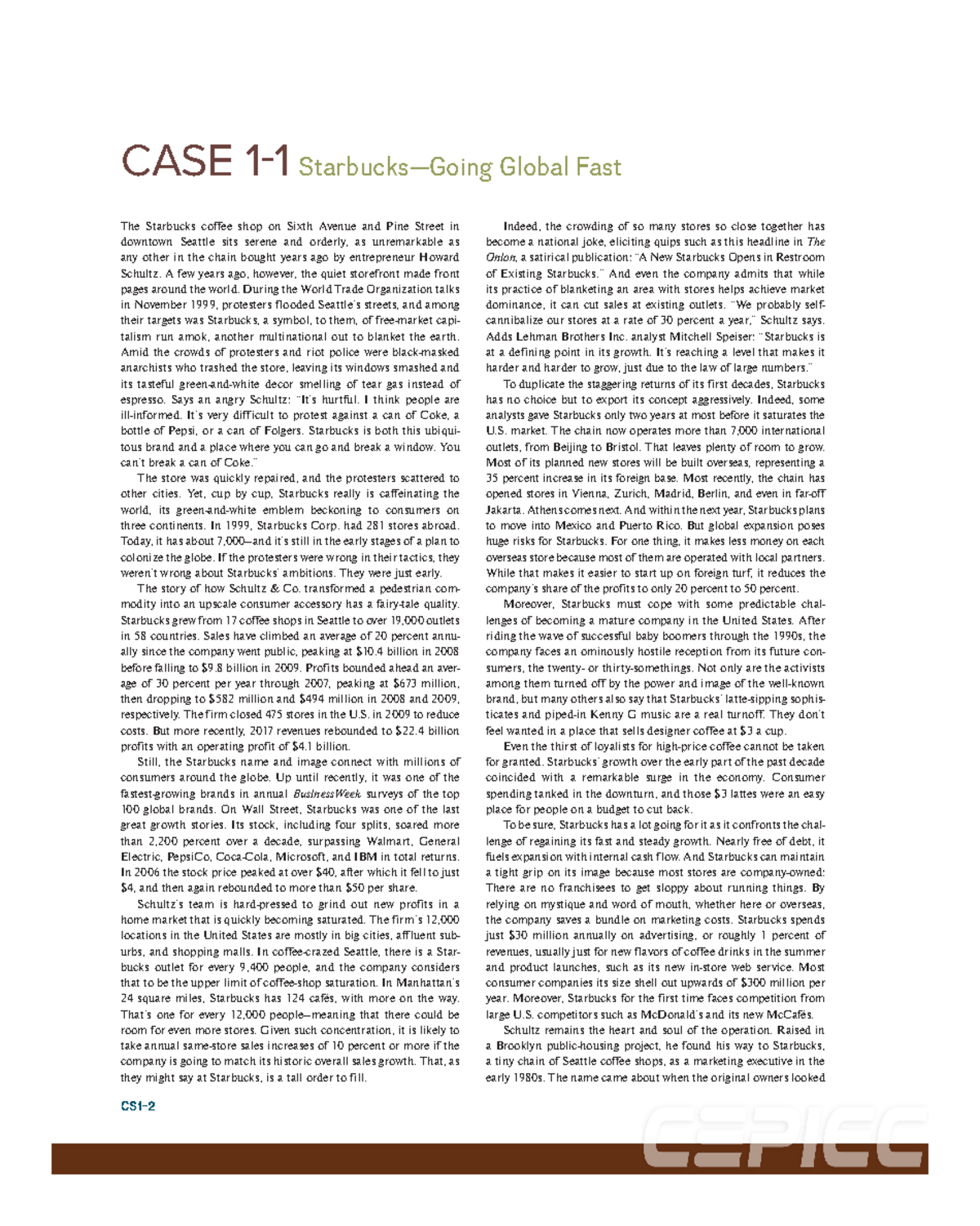 Case Study 1 - Starbucks: Global Expansion and Challenges - Studocu