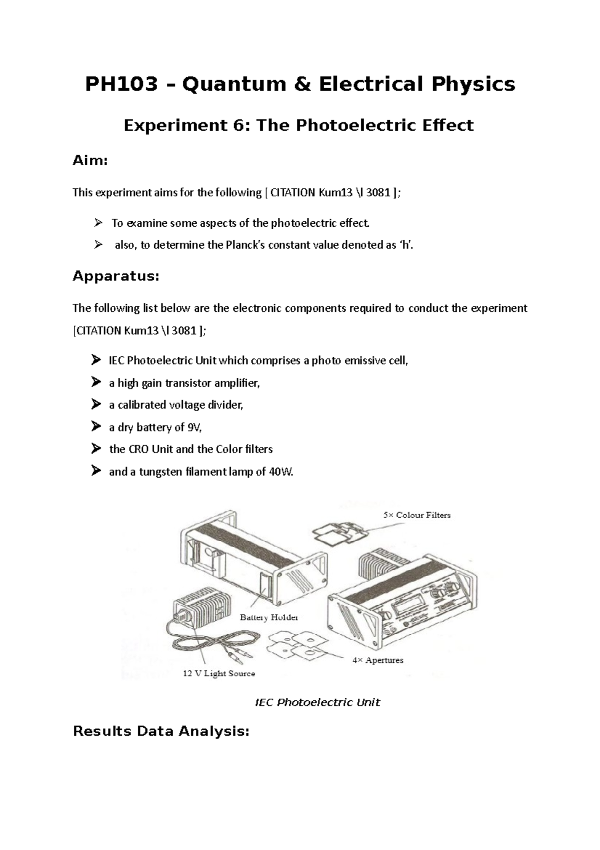 Lab Report 5 - Experiment 6: The Photoelectric Effect - PH103 – Quantum ...
