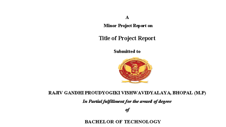 Minor Project Report on CSE - B.Tech at RGPV, Bhopal - Studocu
